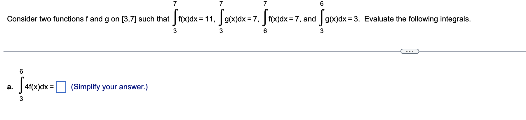 Solved 7 7 7 6 Consider two functions f and g on [3,7] such | Chegg.com