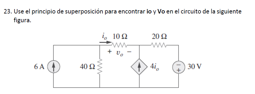 Solved 23. ﻿Use el principio de superposición para encontrar | Chegg.com
