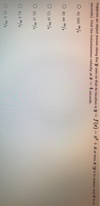 Solved Suppose An Object Moves Along The Y Axis So That Its