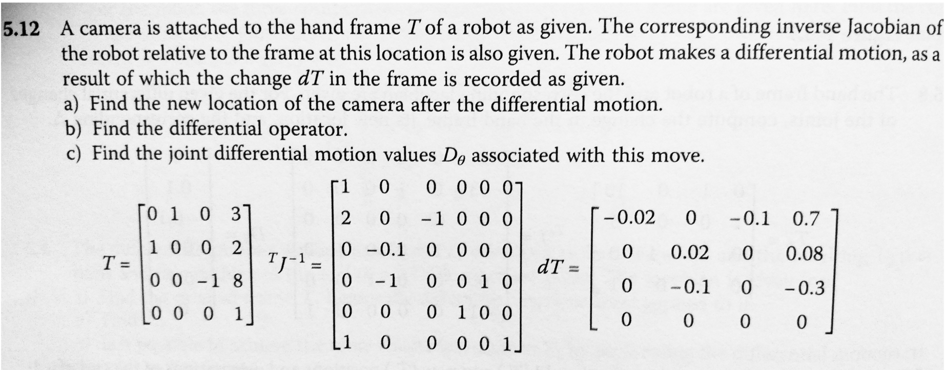 Solved 5 12 A Camera Is Attached To The Hand Frame T Of A Chegg