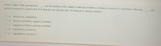Solved From a value chain perspective, are the actions a | Chegg.com