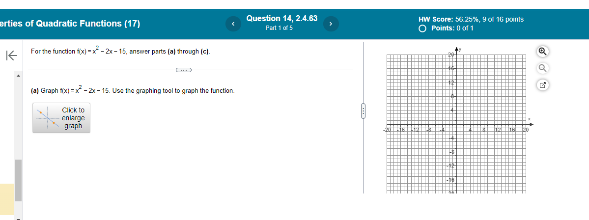 Solved For the function f(x)=x2−2x−15, answer parts (a) | Chegg.com Solved For the function f(x)=x2−2x−15, answer parts (a) | Chegg.com