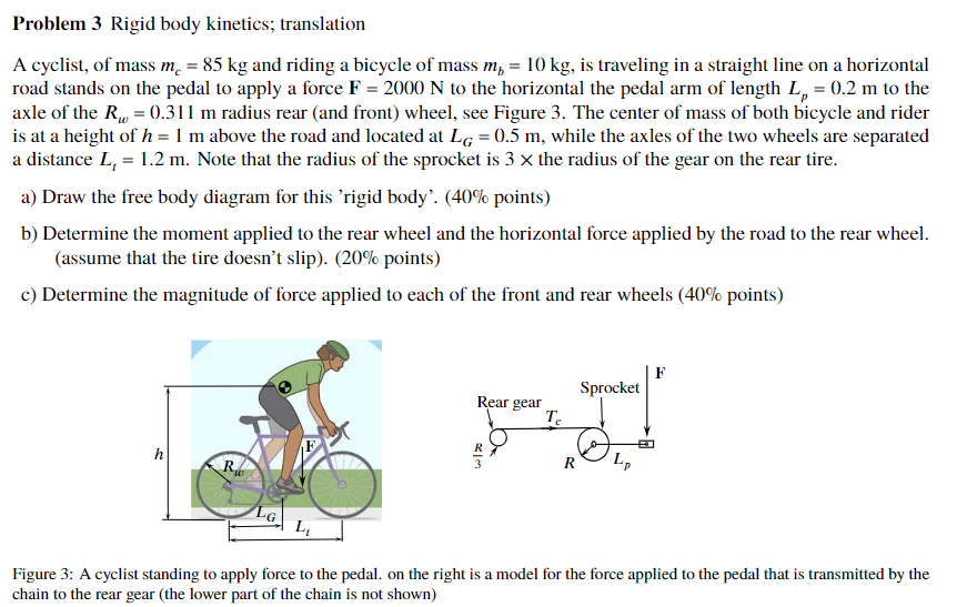 Solved Problem 3 Rigid body kinetics; translation A cyclist, | Chegg.com