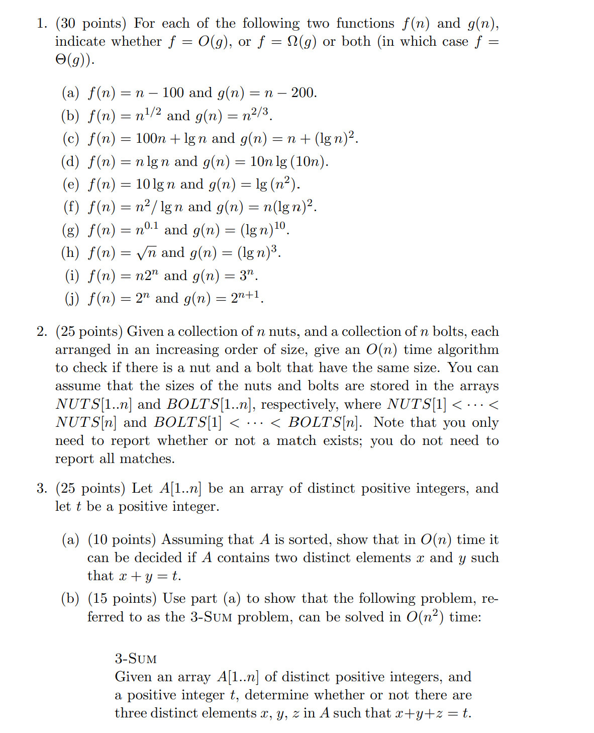 Solved 1. (30 points) For each of the following two | Chegg.com
