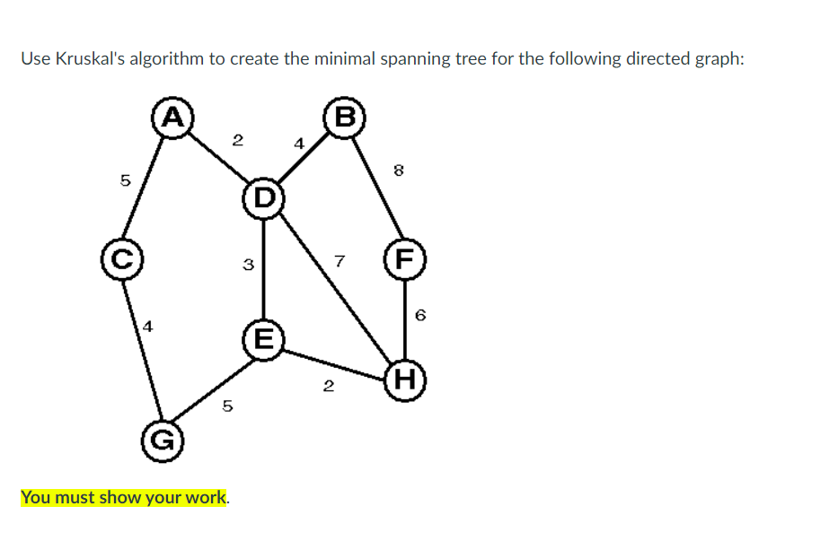 Solved Use Kruskal's algorithm to create the minimal | Chegg.com