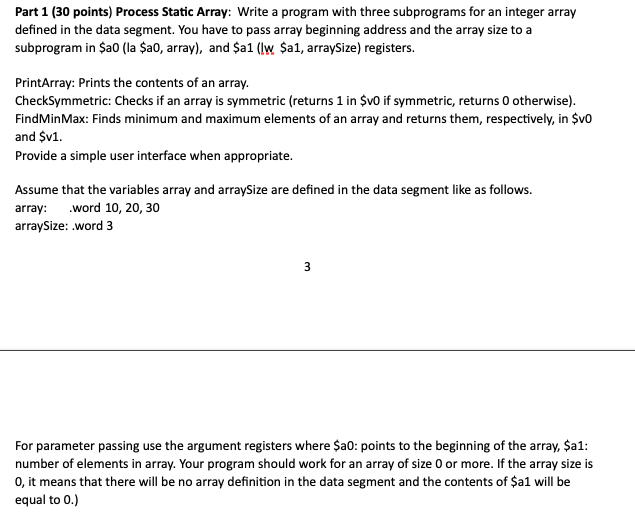 Solved Part 1 (30 points) Process Static Array: Write a | Chegg.com