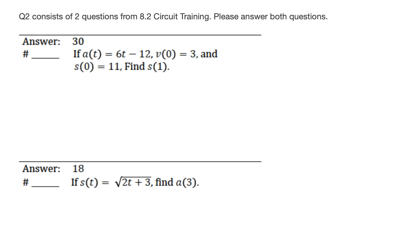 Solved Q2 consists of 2 questions from 8.2 Circuit Training. | Chegg.com