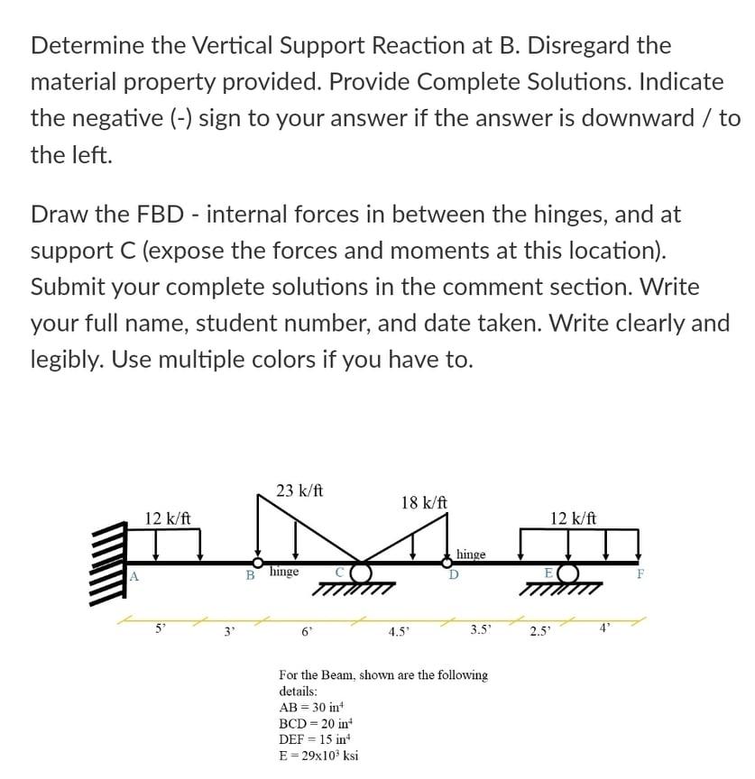 Solved Determine the Vertical Support Reaction at B. | Chegg.com