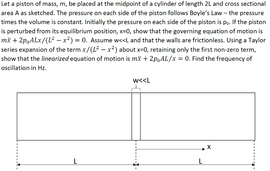 Solved Let a piston of mass, m, be placed at the midpoint of | Chegg.com