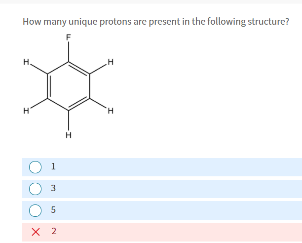 Solved How many unique protons are present in the following | Chegg.com