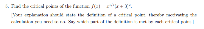 Solved 5. Find the critical points of the function | Chegg.com