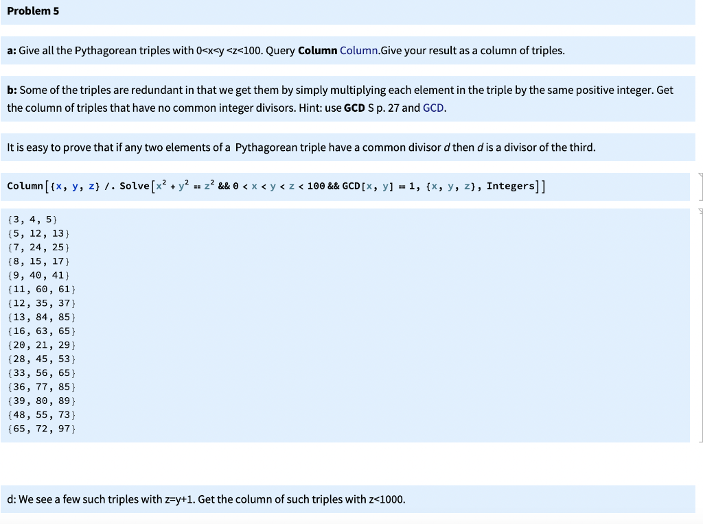 Solved Problem 5 a: Give all the Pythagorean triples with 0 | Chegg.com