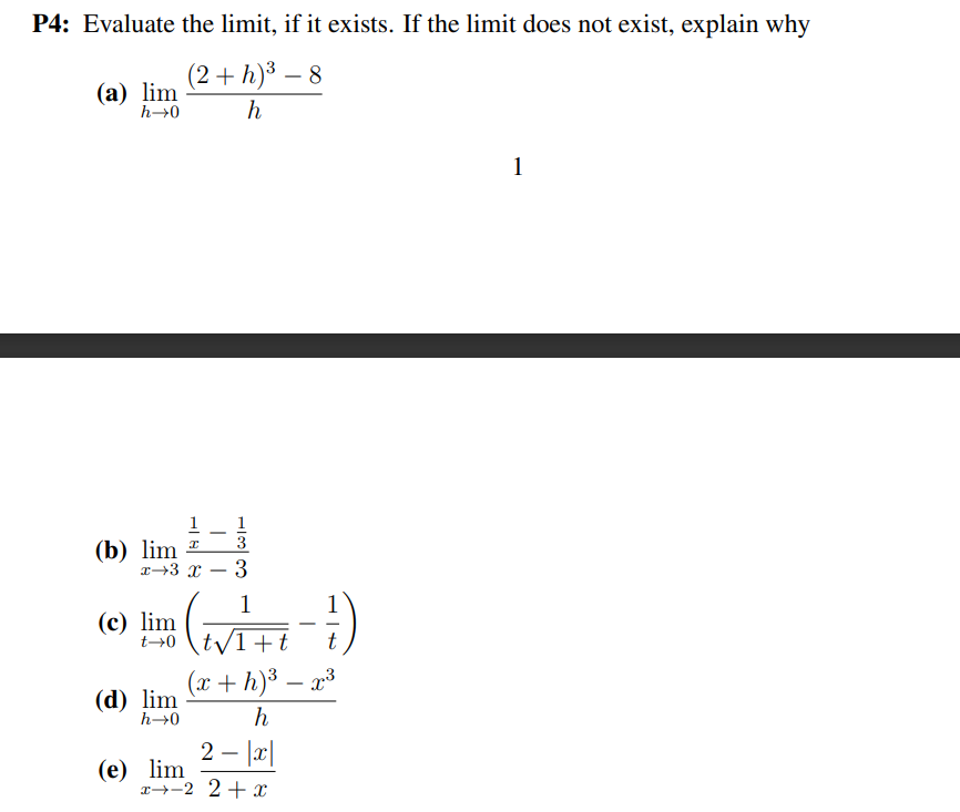 Solved P4: Evaluate the limit, ﻿if it exists. If the limit | Chegg.com