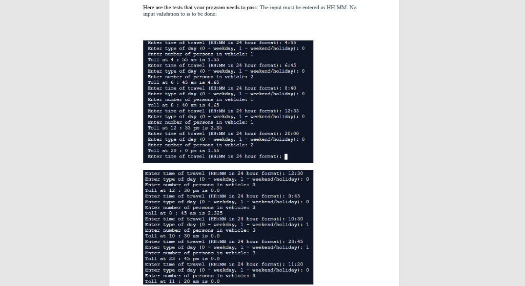 Solved Need help with a java program related toll | Chegg.com