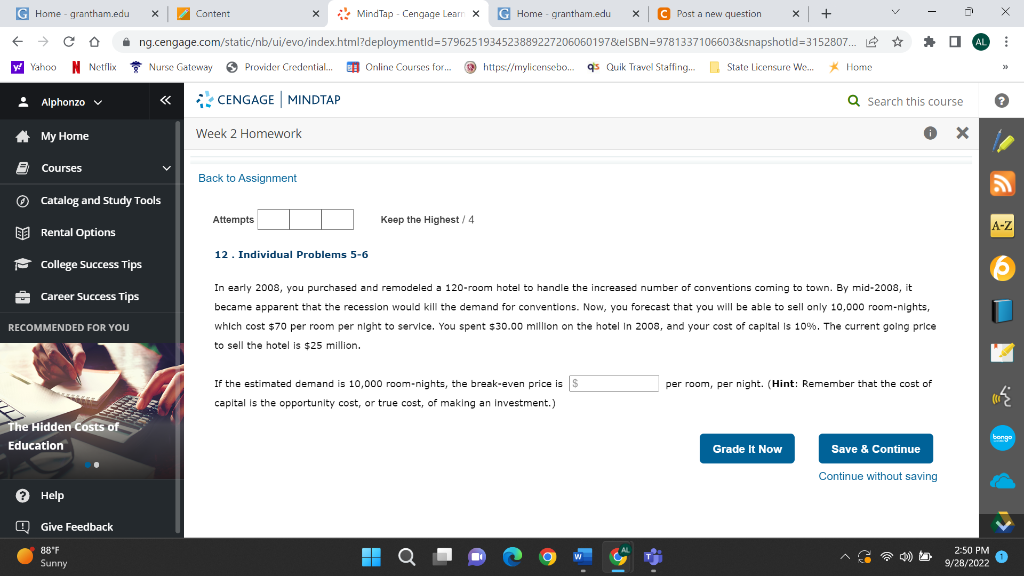 Solved Back to Assignment Attempts Keep the Highest / 4 12. | Chegg.com