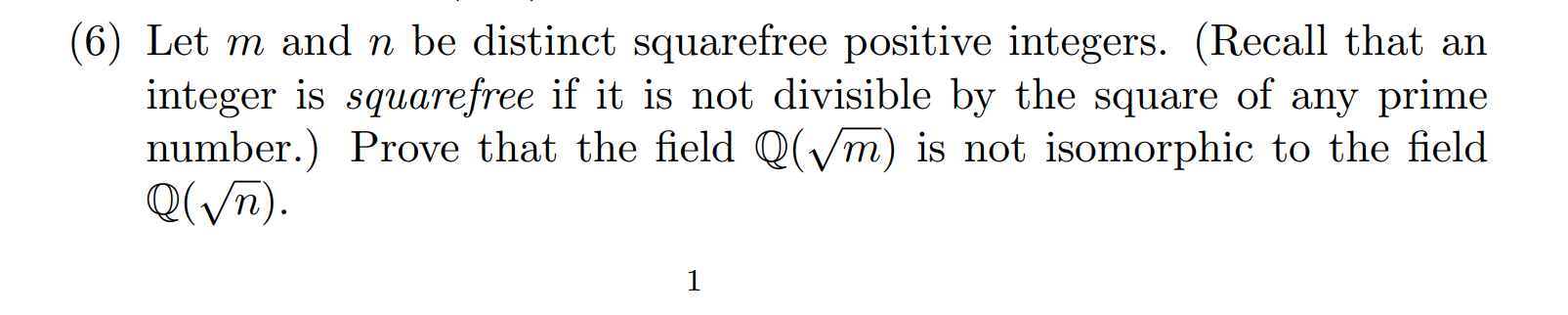 Solved (6) Let m and n be distinct squarefree positive | Chegg.com