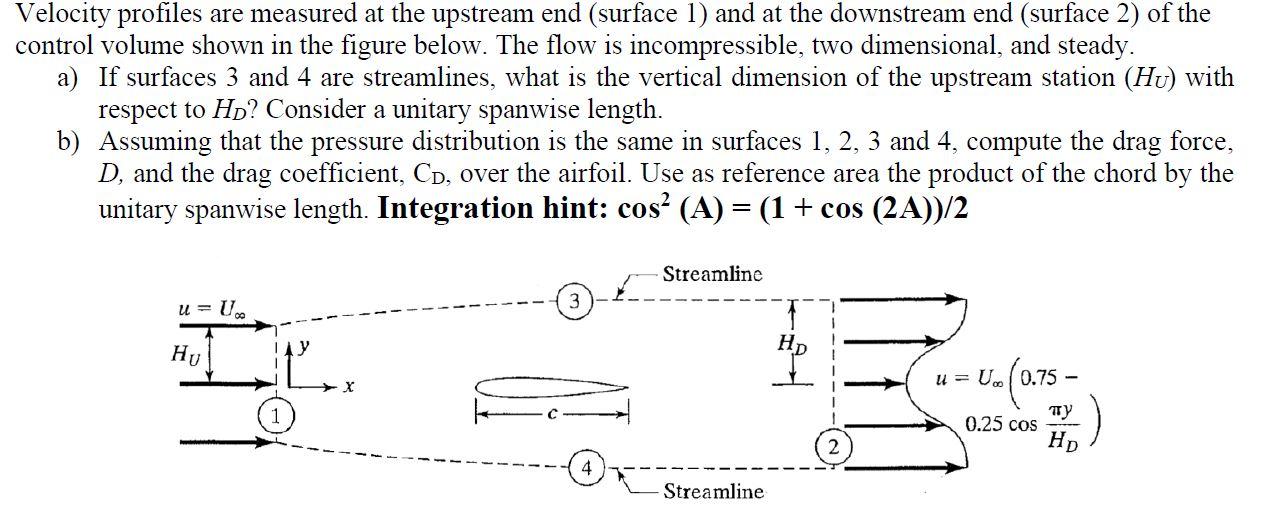 Solved Velocity profiles are measured at the upstream end | Chegg.com
