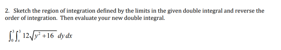 Solved 2. Sketch the region of integration defined by the | Chegg.com
