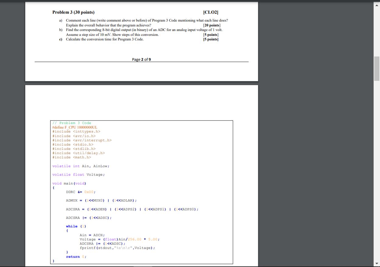 Problem 3 (30 points) [CLO2 a) Comment each line | Chegg.com