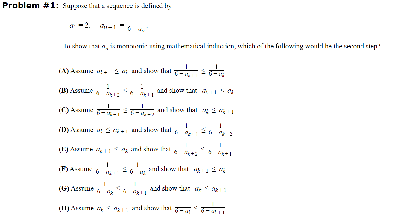 Solved Problem # 1: Suppose that a sequence is defined | Chegg.com