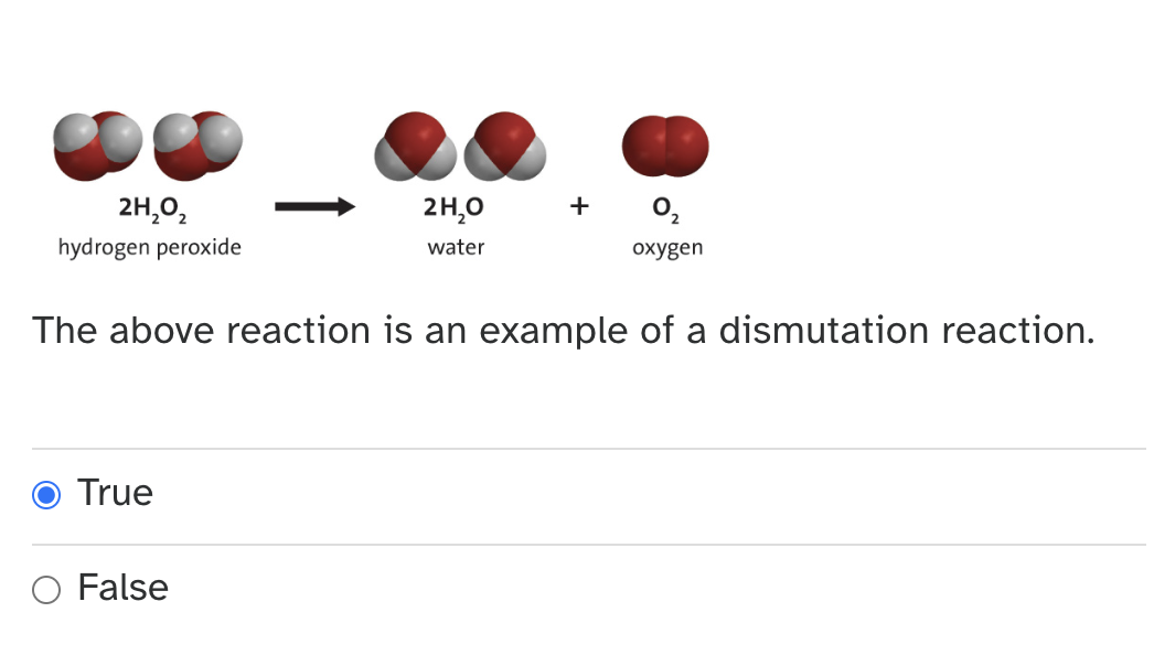 Solved The above reaction is an example of a dismutation | Chegg.com