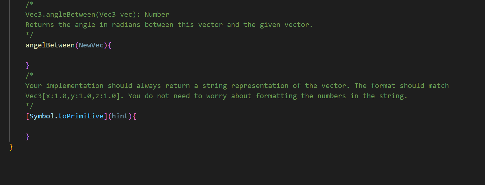 Solved Vec3. angleBetween(Vec3 vec): Number Returns the | Chegg.com