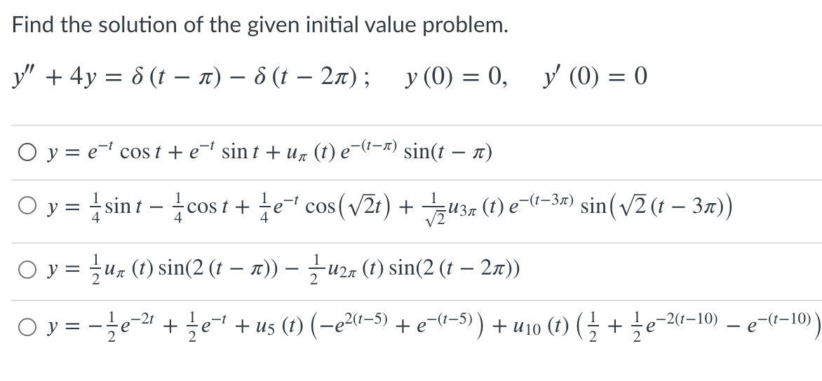 Solved Find the solution of the given initial value problem. | Chegg.com