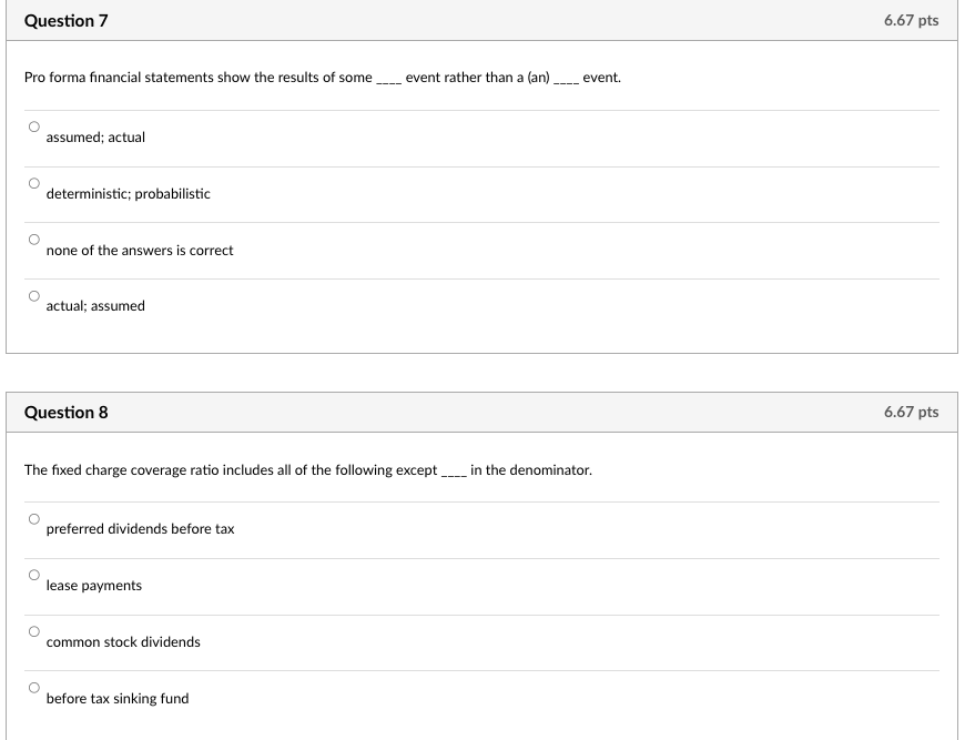 Solved Pro forma financial statements show the results of | Chegg.com