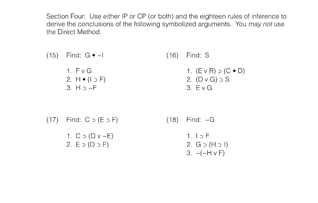 Solved Section Four: Use either IP or CP (or both) and the | Chegg.com