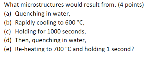Solved What microstructures would result from: (4 points) | Chegg.com