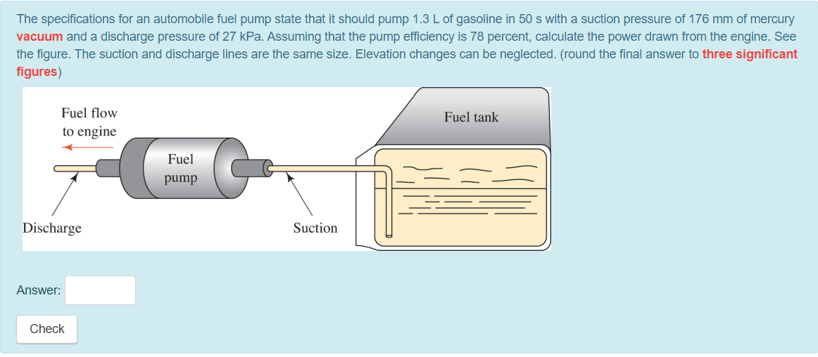 Solved The specifications for an automobile fuel pump state | Chegg.com