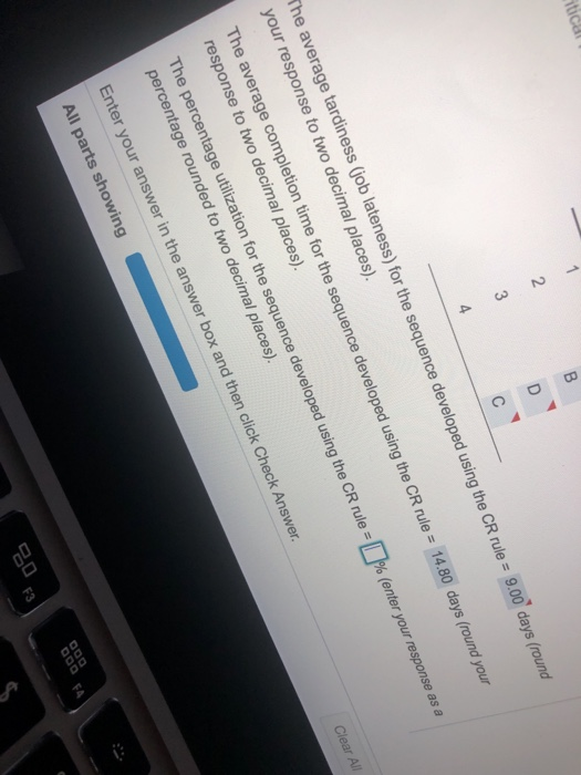 Solved The average tardiness (job lateness) for the sequence | Chegg.com