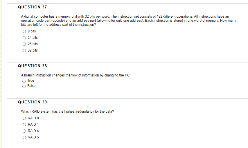 Solved Question 37 A Digital Computer Has A Memory Unit With 