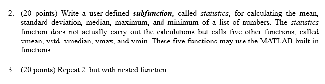 Solved 2 20 Points Write A User Defined Subfunction 1562