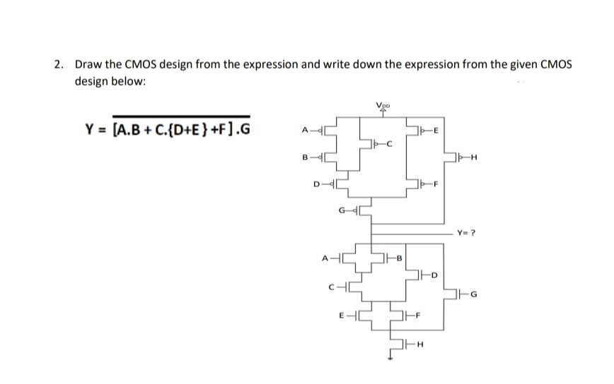 Solved 2. Draw the CMOS design from the expression and write | Chegg.com