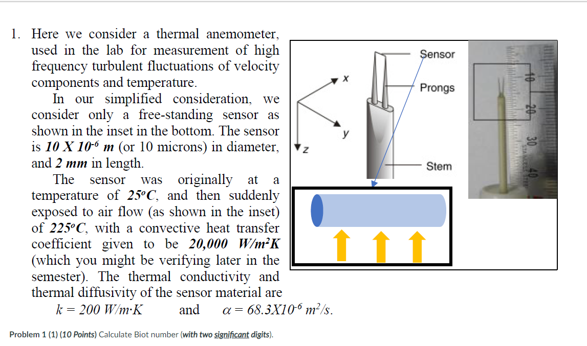 Solved Sensor Prongs y Stem 1. Here we consider a thermal | Chegg.com