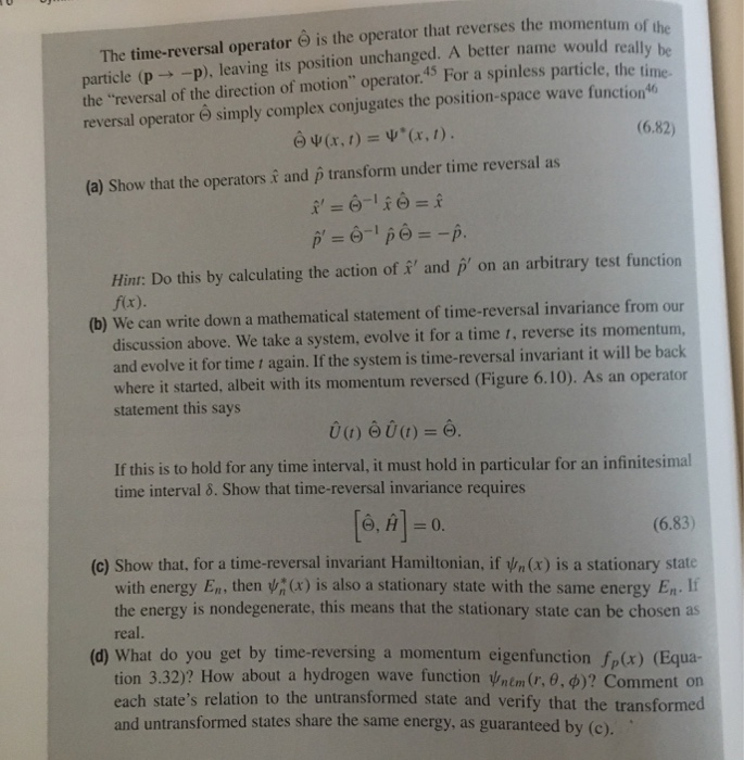 Solved The time-reversal operator 6 is the operator that | Chegg.com