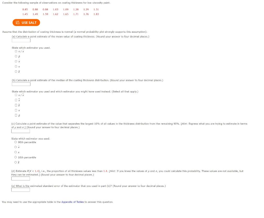 Solved Consider the following sample af observations on | Chegg.com