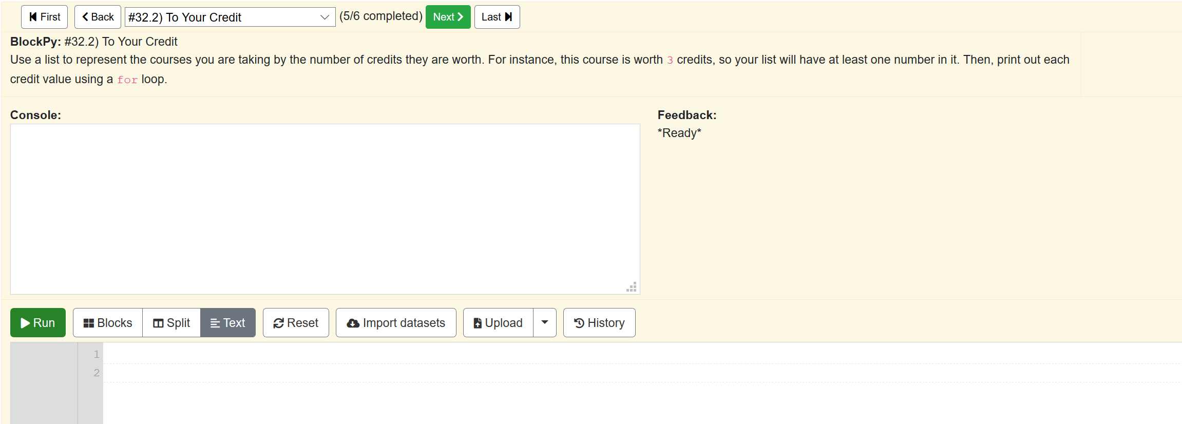 Solved Blockpy 322 To Your Credit Use A List To