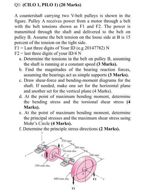 Solved QI: (CILO 1, PILO 1) (20 Marks) A countershaft | Chegg.com