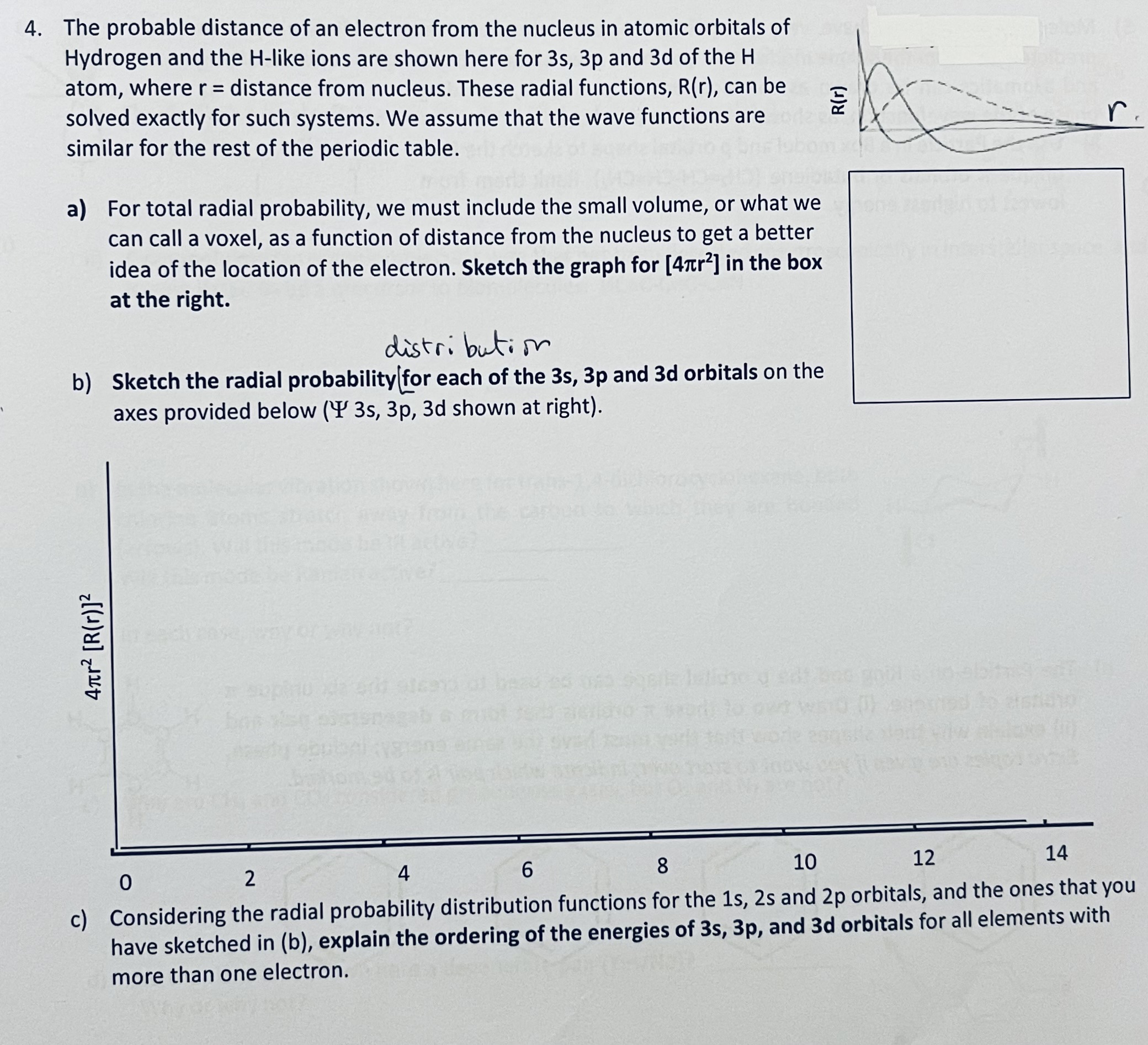 Solved c) ﻿Considering the radial probability distribution | Chegg.com