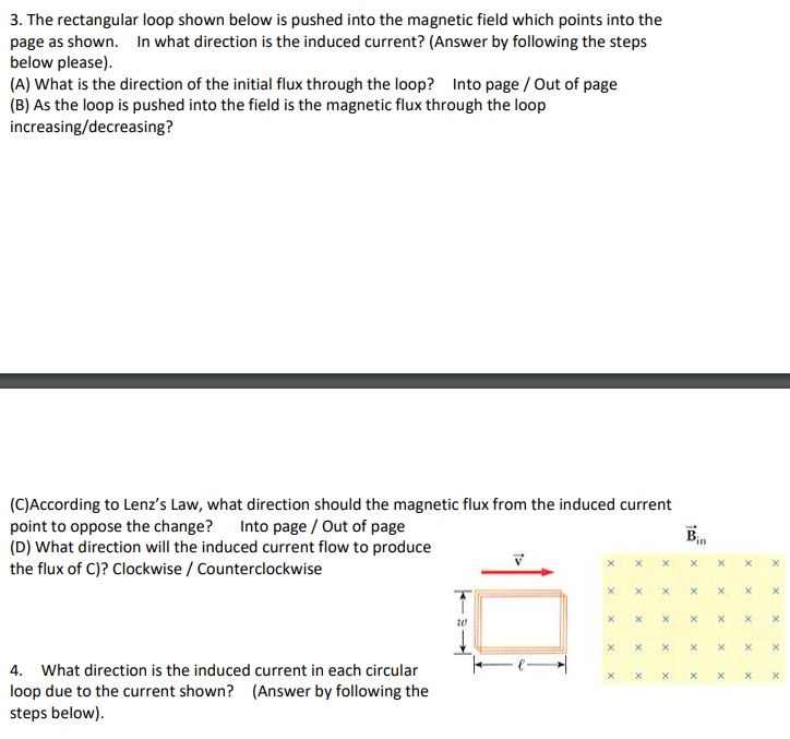 Solved 3. The rectangular loop shown below is pushed into | Chegg.com