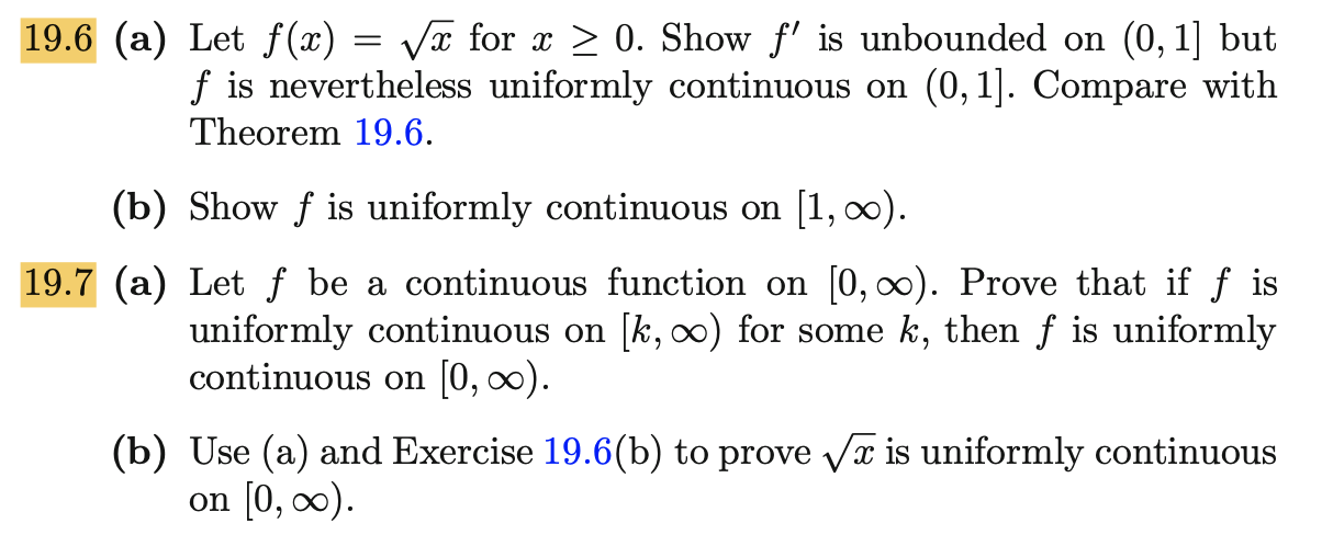 Solved 9.6 (a) Let f(x)=x for x≥0. Show f′ is unbounded on | Chegg.com