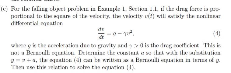 Solved (c) For the falling object problem in Example 1, | Chegg.com