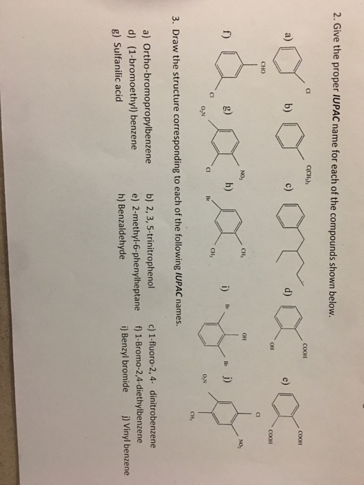 Solved 2. Give the proper IUPAC name for each of the | Chegg.com