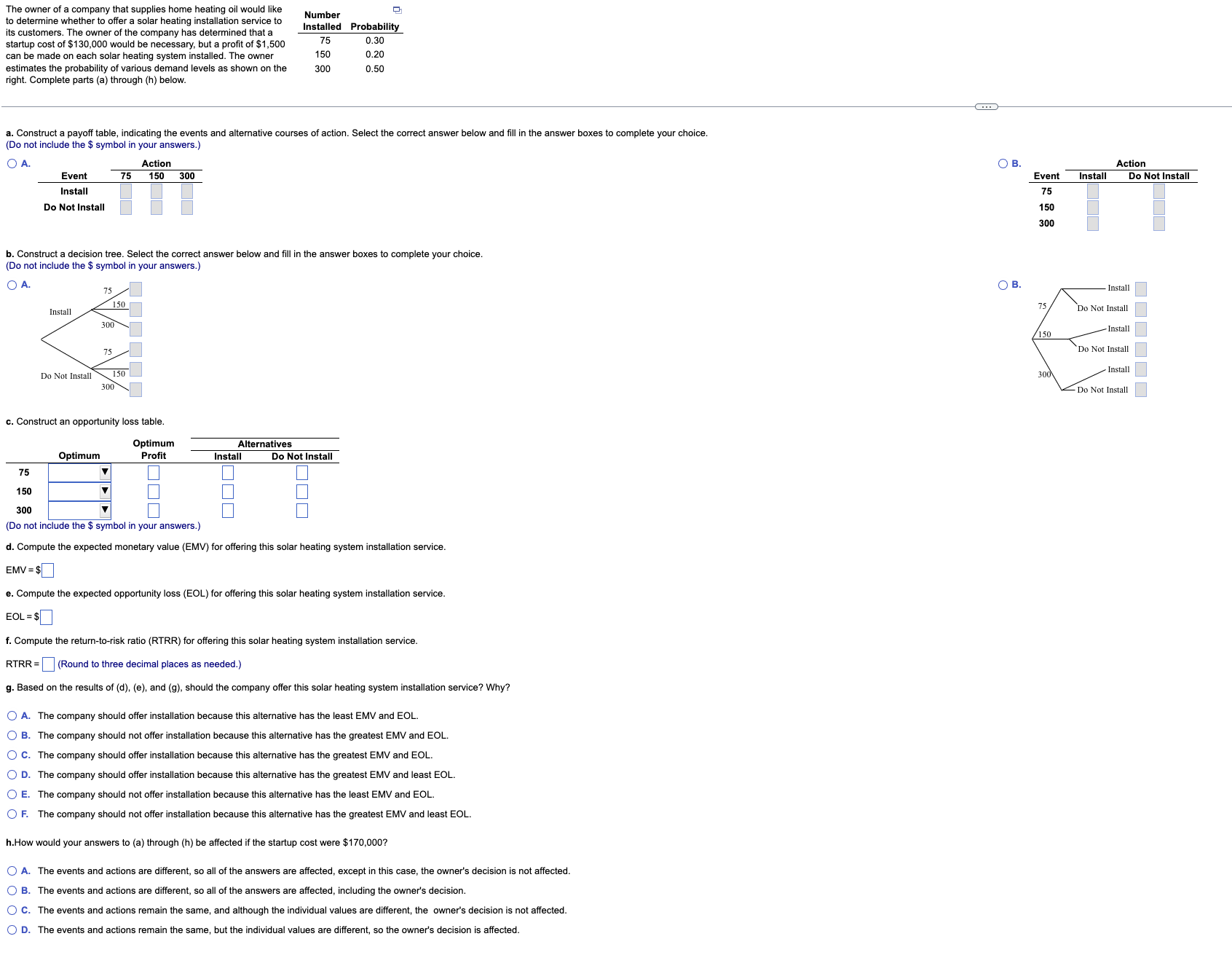 Solved b. Construct a decision tree. Select the correct | Chegg.com