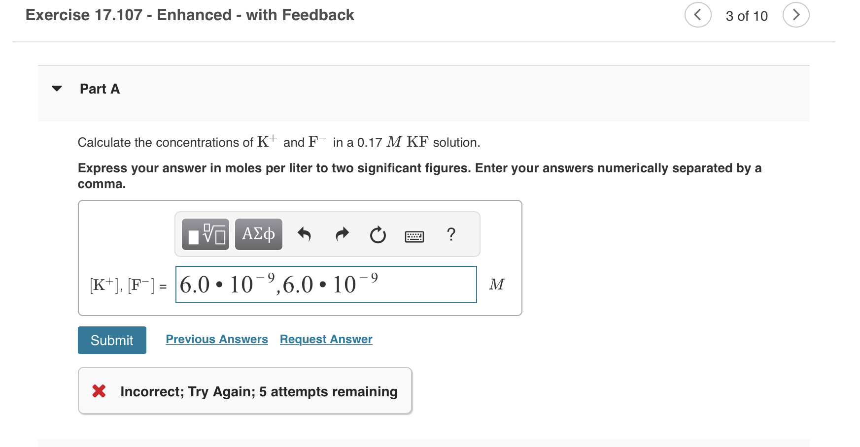 Solved Exercise 17.107 - Enhanced - with Feedback 3 of 10 | Chegg.com