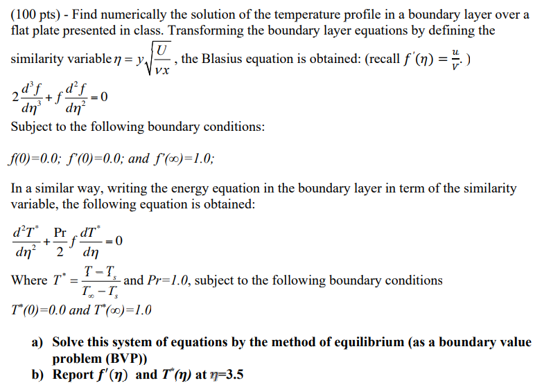 u = (100 pts) - Find numerically the solution of the | Chegg.com
