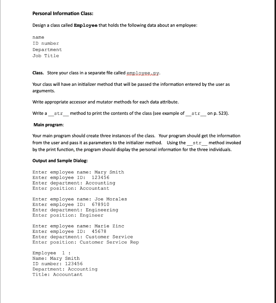 Solved Personal Information Class: Design a class called | Chegg.com
