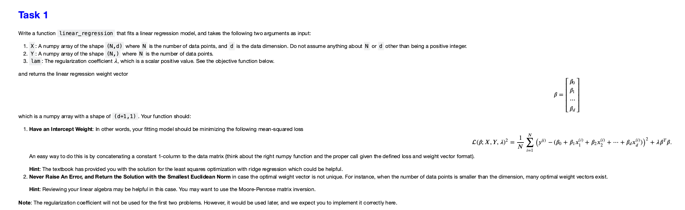 Solved Write a function linear_regress ion that fits a | Chegg.com